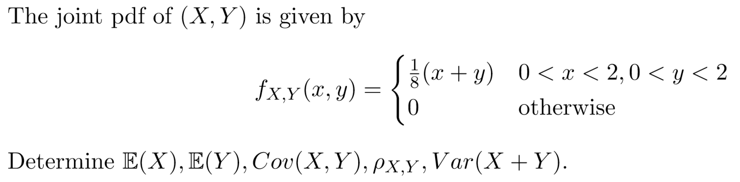 Solved The joint pdf of (x,Y) ﻿is given | Chegg.com