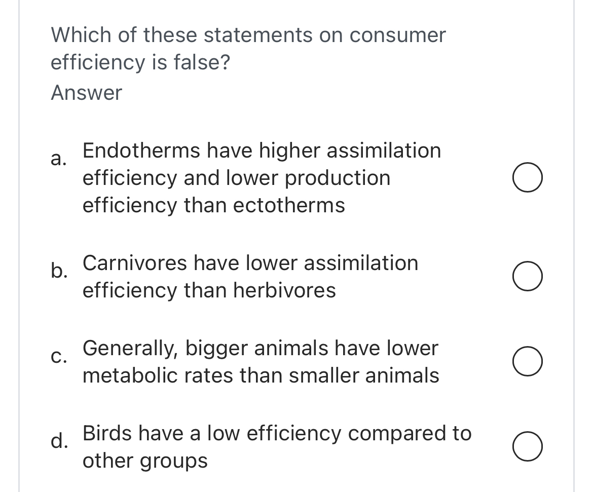Solved Which of these statements on consumer efficiency is | Chegg.com