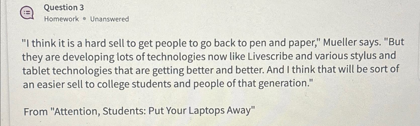Solved Question 3Homework * ﻿Unanswered"I think it is a hard | Chegg.com