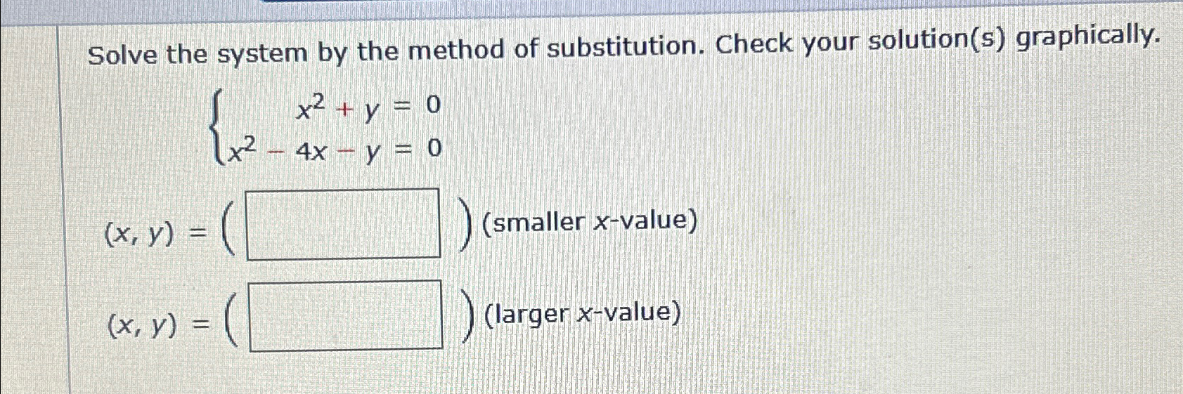 Solve the system by the method of substitution. Check | Chegg.com
