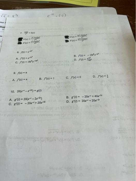 Solved For anch of the following ten Lunctions, find thg | Chegg.com