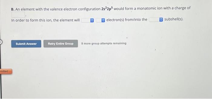 Solved B. An element with the valence electron configuration | Chegg.com