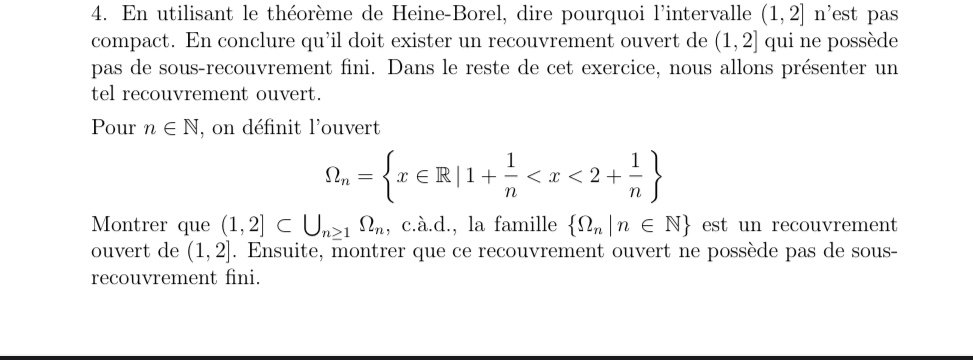 Solved En utilisant le théorème de Heine-Borel, dire | Chegg.com