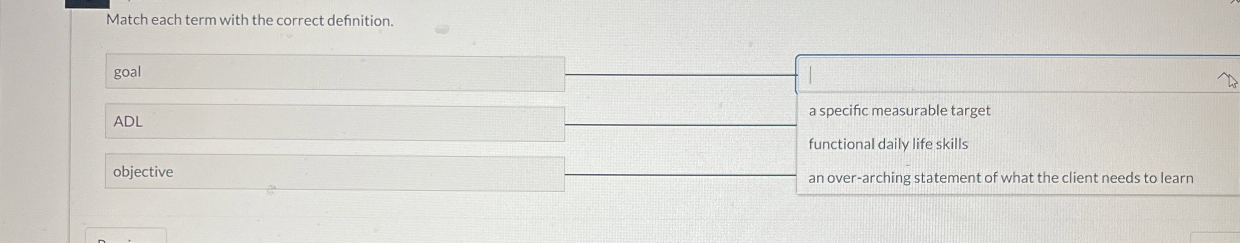 Solved Match each term with the correct definition.goal | Chegg.com