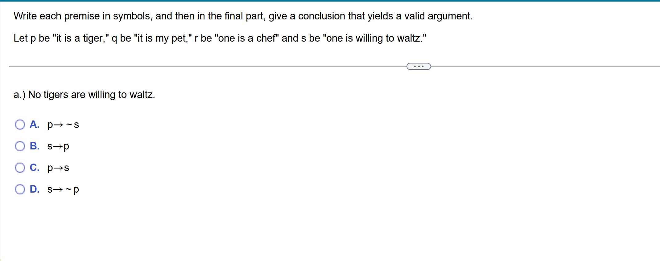 Solved Write each premise in symbols, and then in the final | Chegg.com
