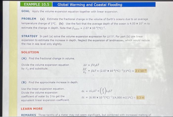 Solved GOAL Apply the volume expansion equation together | Chegg.com