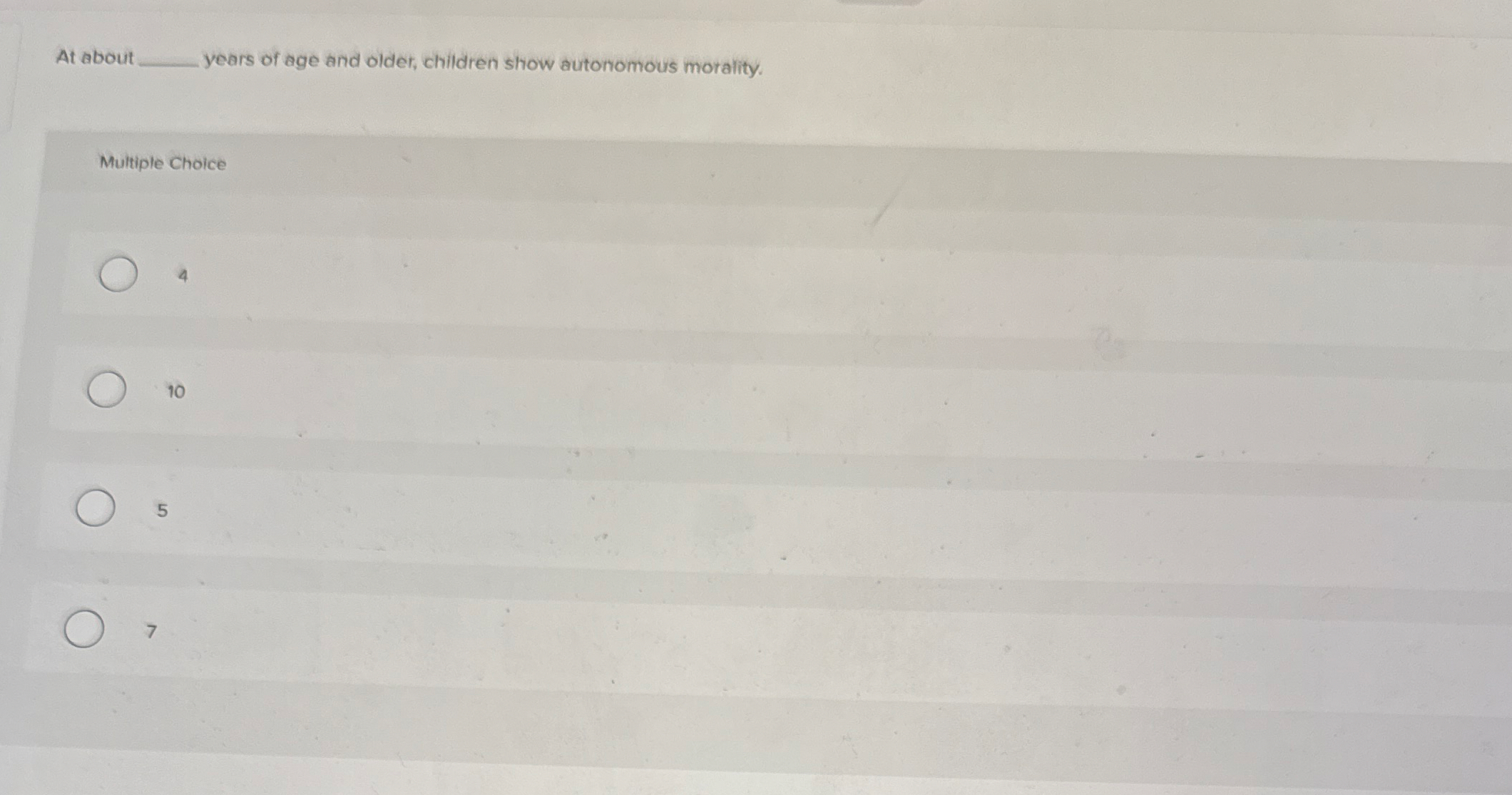 Solved At aboutyears of age and older, children show | Chegg.com