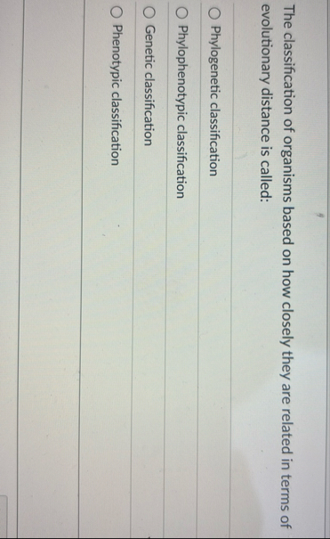 Solved The classification of organisms based on how closely | Chegg.com