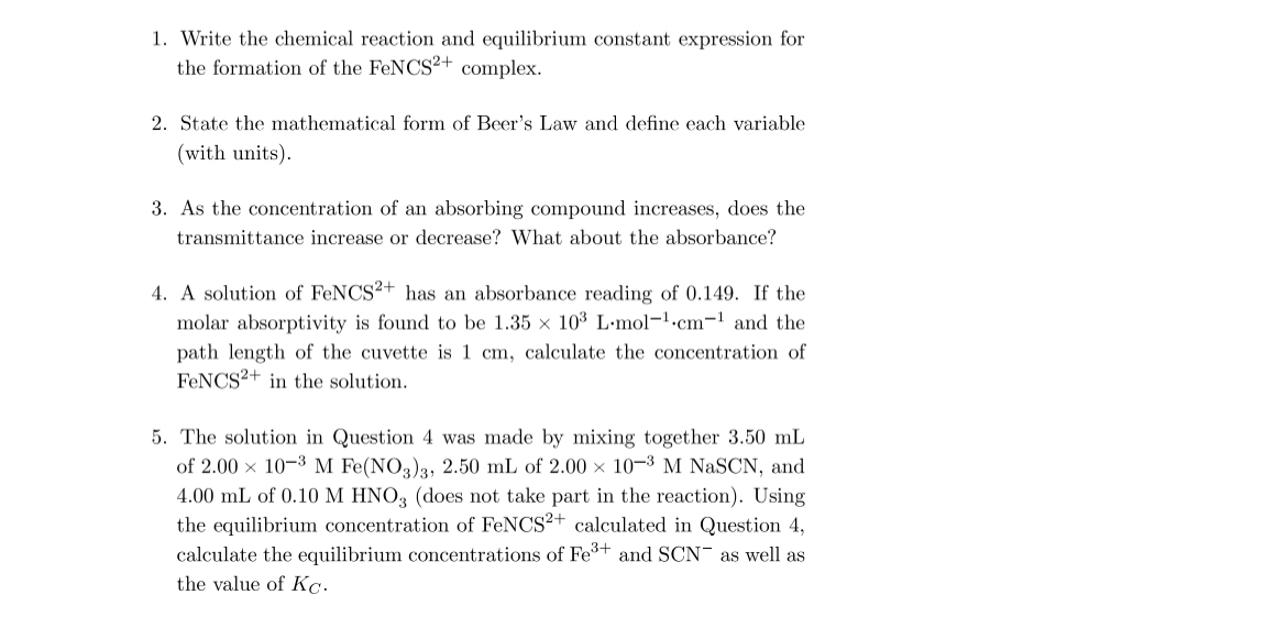 Solved Write the chemical reaction and equilibrium constant | Chegg.com