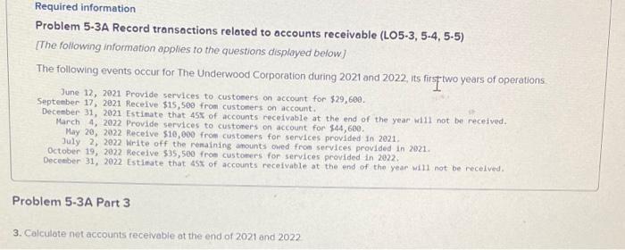 Solved Required Information Problem 5-3A Record transactions | Chegg.com