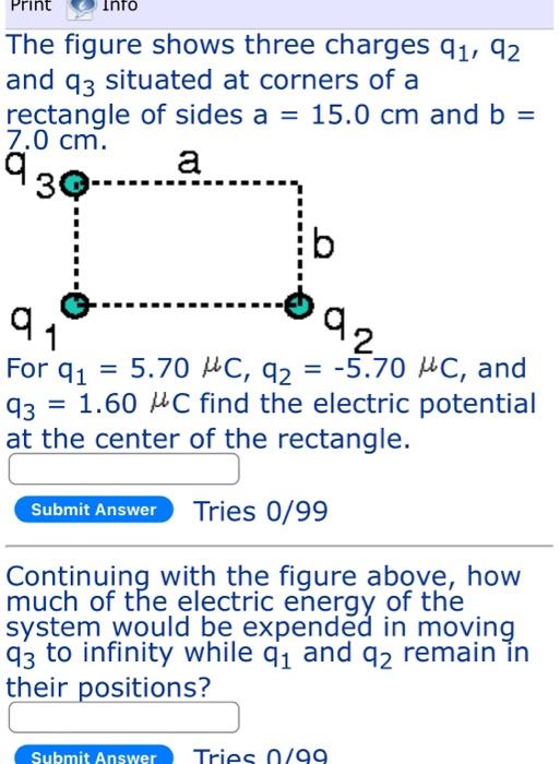 Solved The figure shows three charges q1,q2 and q3 situated | Chegg.com