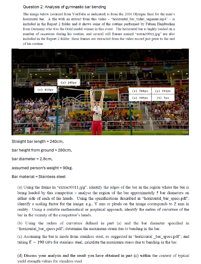 Question 2: Analysis of gymnastic bar bendingThe | Chegg.com