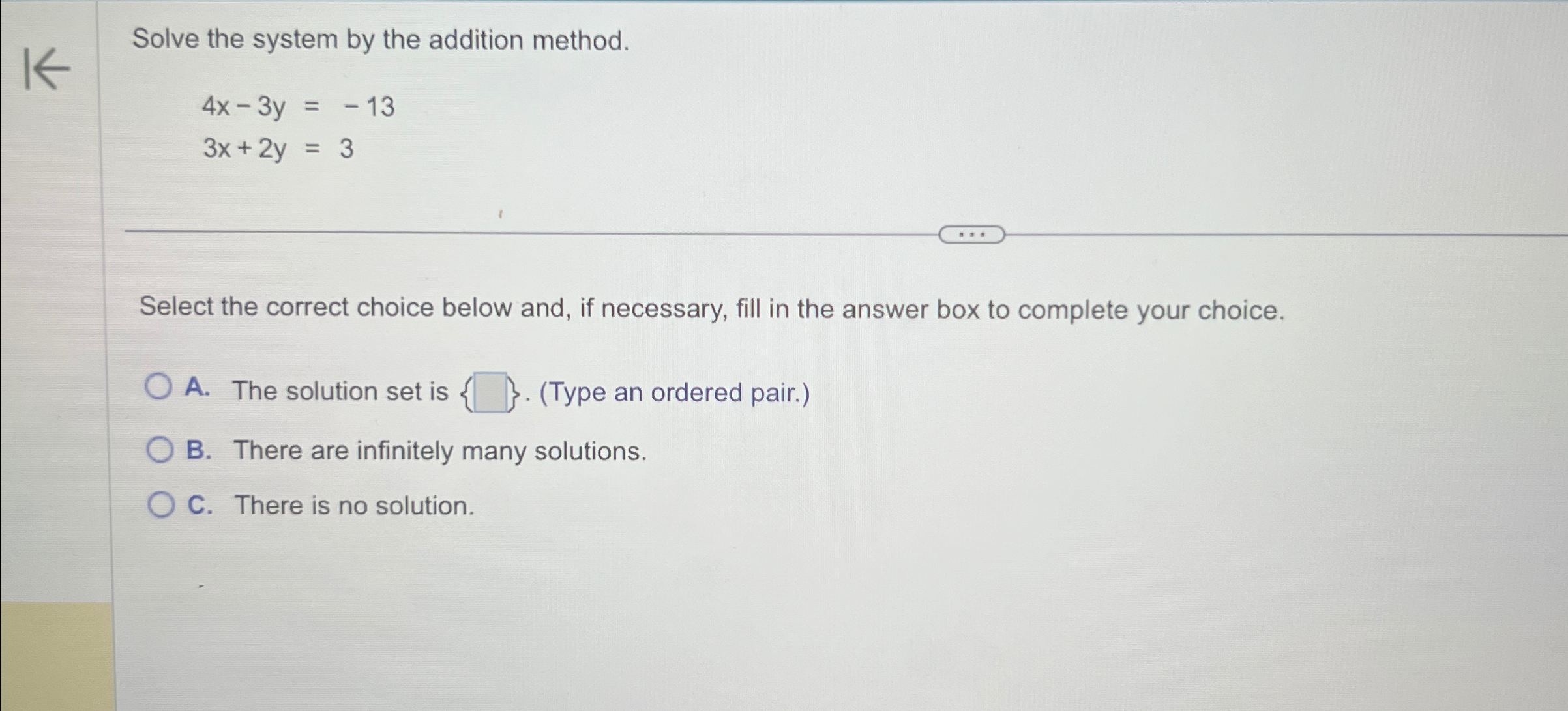 Solved Solve the system by the addition | Chegg.com