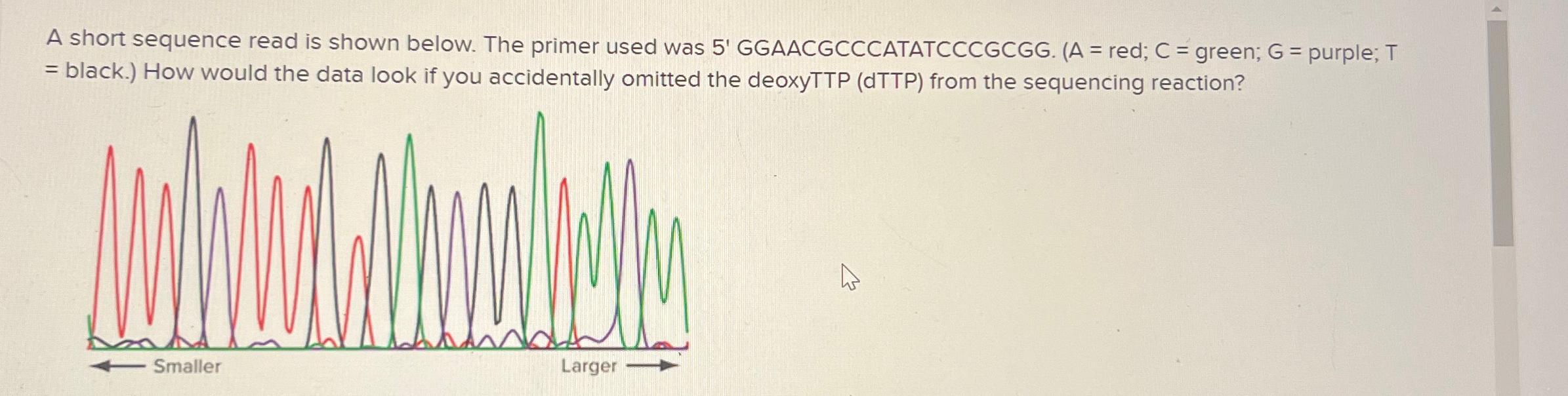 Solved A short sequence read is shown below. The primer used | Chegg.com