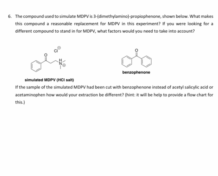 6. The compound used to simulate MDPV is | Chegg.com