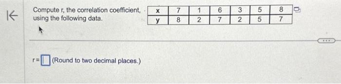 Solved K Computer, the correlation coefficient, using the | Chegg.com