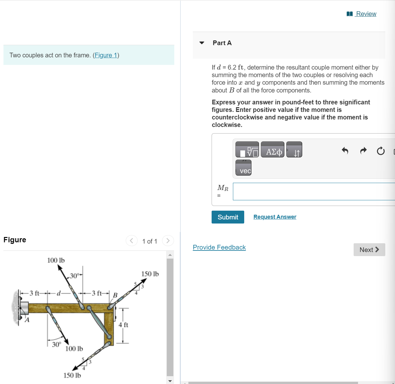 Solved Two couples act on the frame. (Figure 1)Part ATwo | Chegg.com