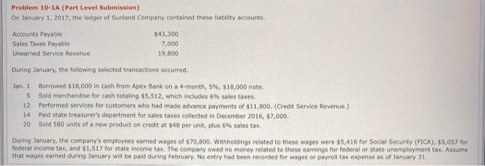 Solved Problem 10-1A (Part Level Submission) On January 1, | Chegg.com