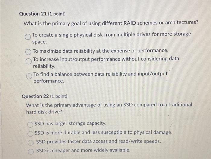 Solved What is the primary goal of using different RAID | Chegg.com