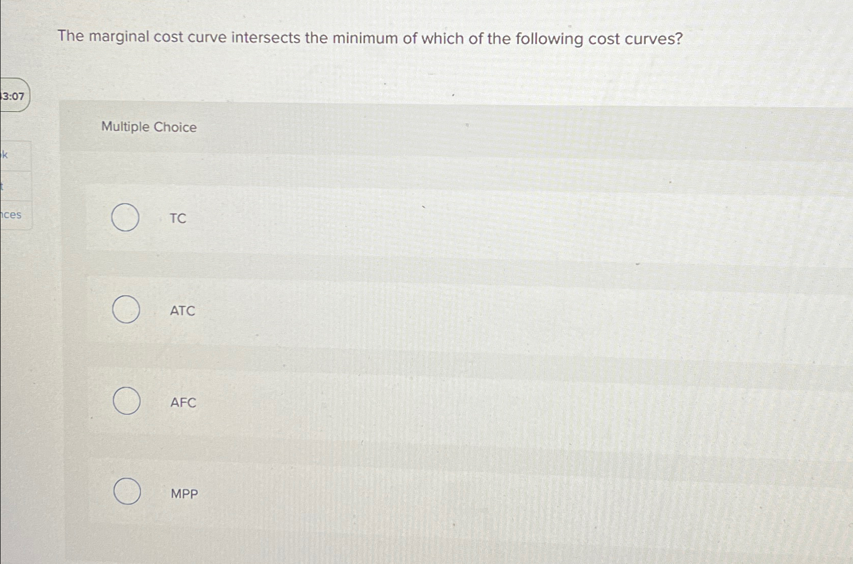 Solved The marginal cost curve intersects the minimum of | Chegg.com