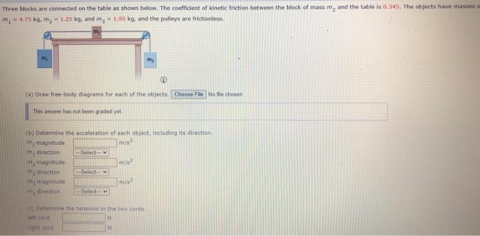 Solved Three blocks are connected on the table as shown | Chegg.com