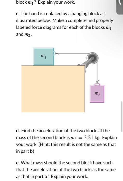 Solved 2. Applied Forces Modeled Using Hanging Blocks | Chegg.com