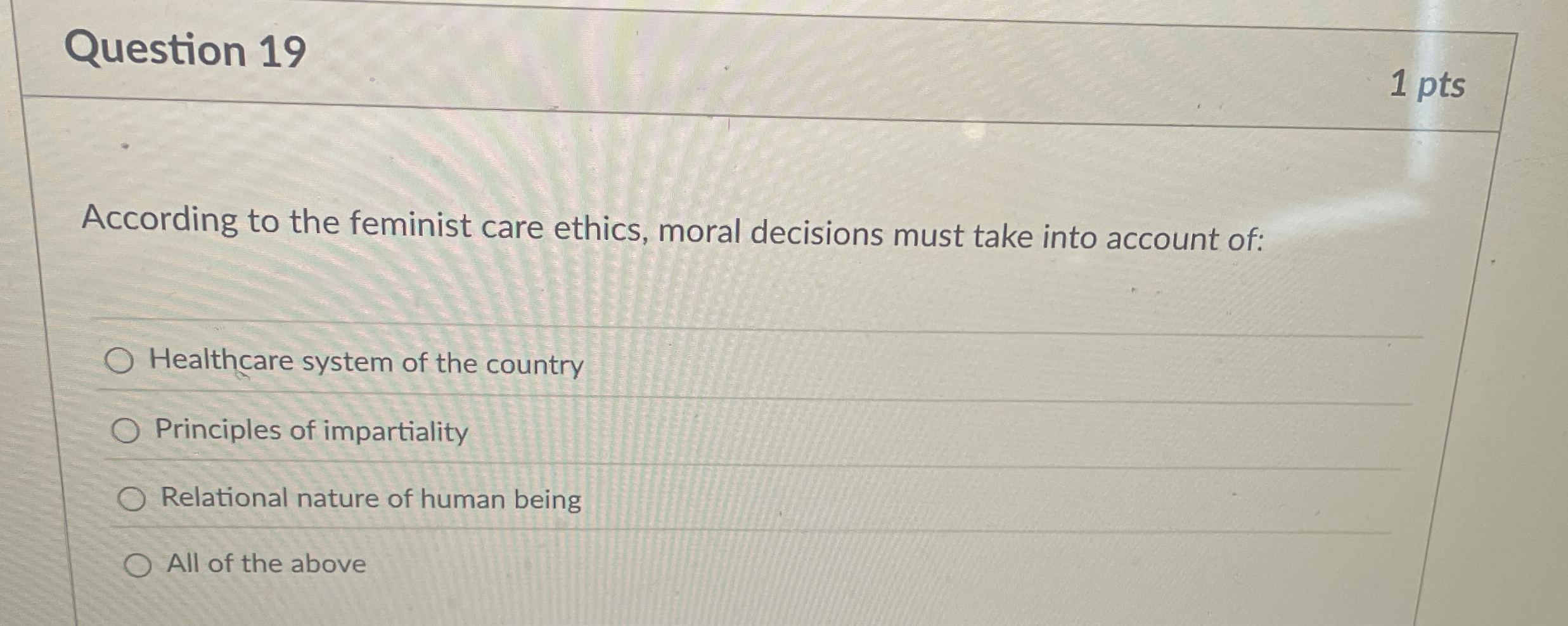 Solved Question 191 ﻿ptsAccording to the feminist care | Chegg.com