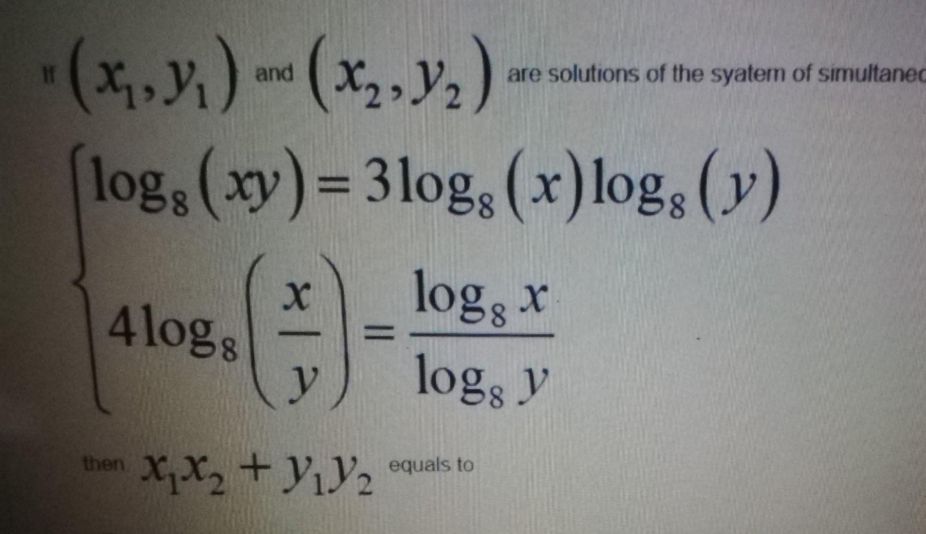 Solved (x1,y1) and (x2,y2) are solutio | Chegg.com