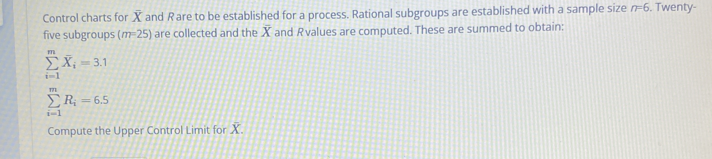 Solved Control charts for x‾ ﻿and R ﻿are to be established | Chegg.com