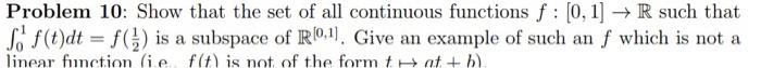 Solved Problem 10: Show that the set of all continuous | Chegg.com