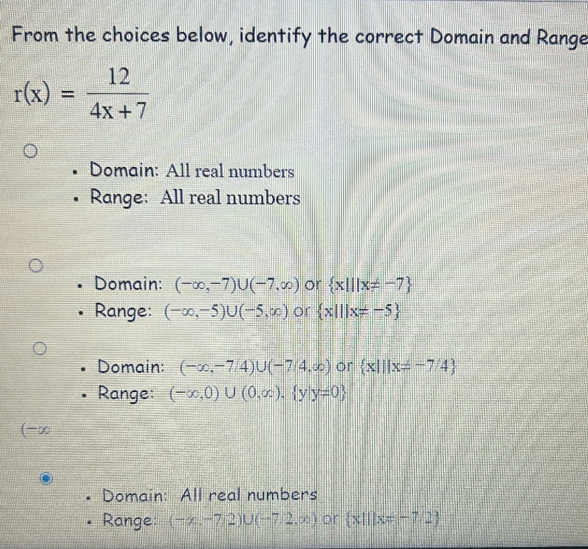 Solved From the choices below, identify the correct Domain | Chegg.com