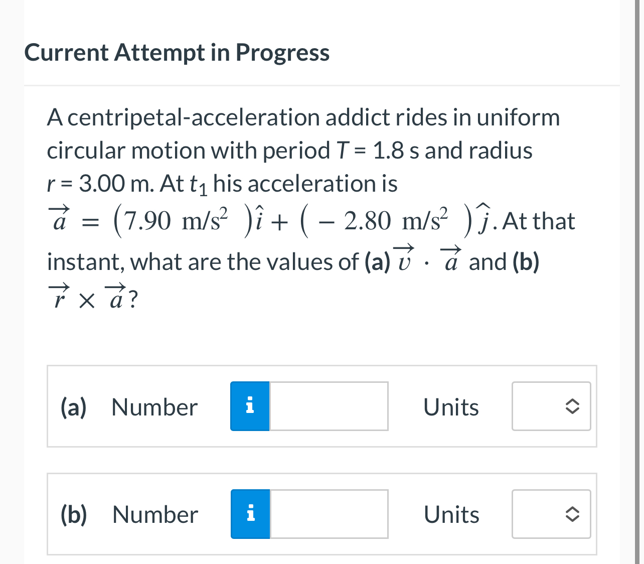 Solved Current Attempt in ProgressA centripetal-acceleration | Chegg.com