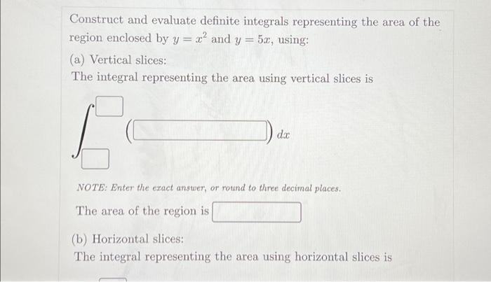 Solved Construct and evaluate definite integrals | Chegg.com