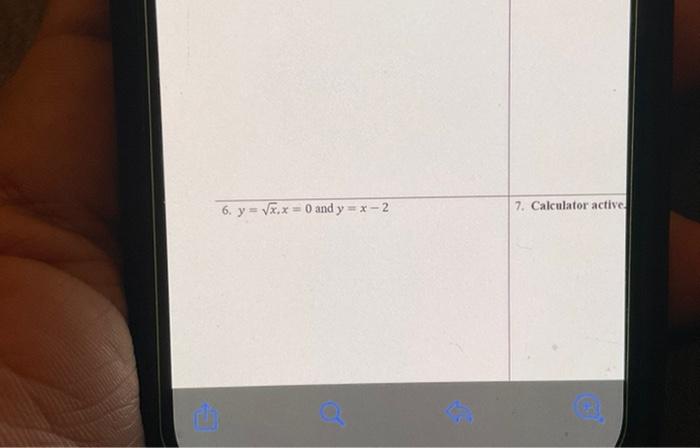 6. y=x,x=0 and y=x−2 7. Calculator active | Chegg.com