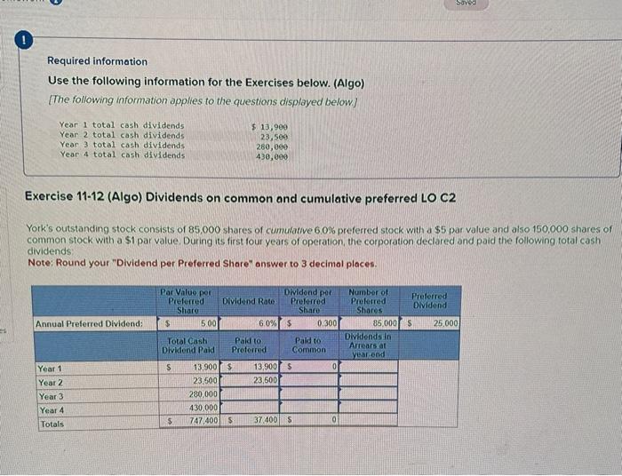 Solved Required information Use the following information | Chegg.com