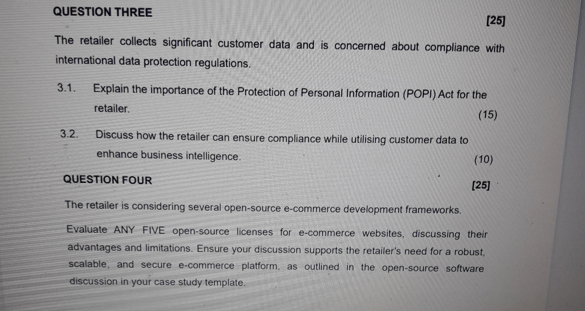 Solved QUESTION THREE[25]The retailer collects significant | Chegg.com