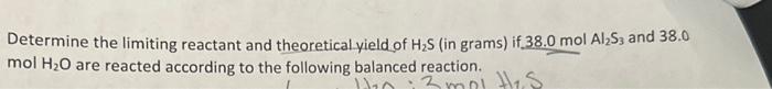 Solved Determine the limiting reactant and theoretical yield | Chegg.com