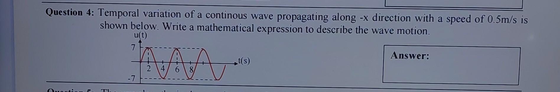 Solved Question 4: Temporal variation of a continous wave | Chegg.com