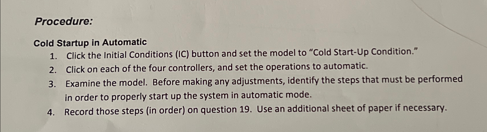 Solved Procedure:Cold Startup in AutomaticClick the Initial | Chegg.com