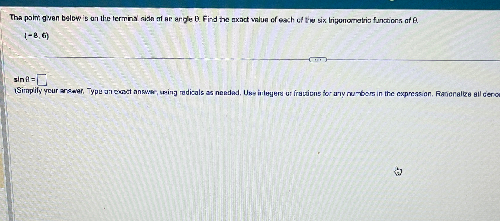 The point given below is on the terminal side of an | Chegg.com