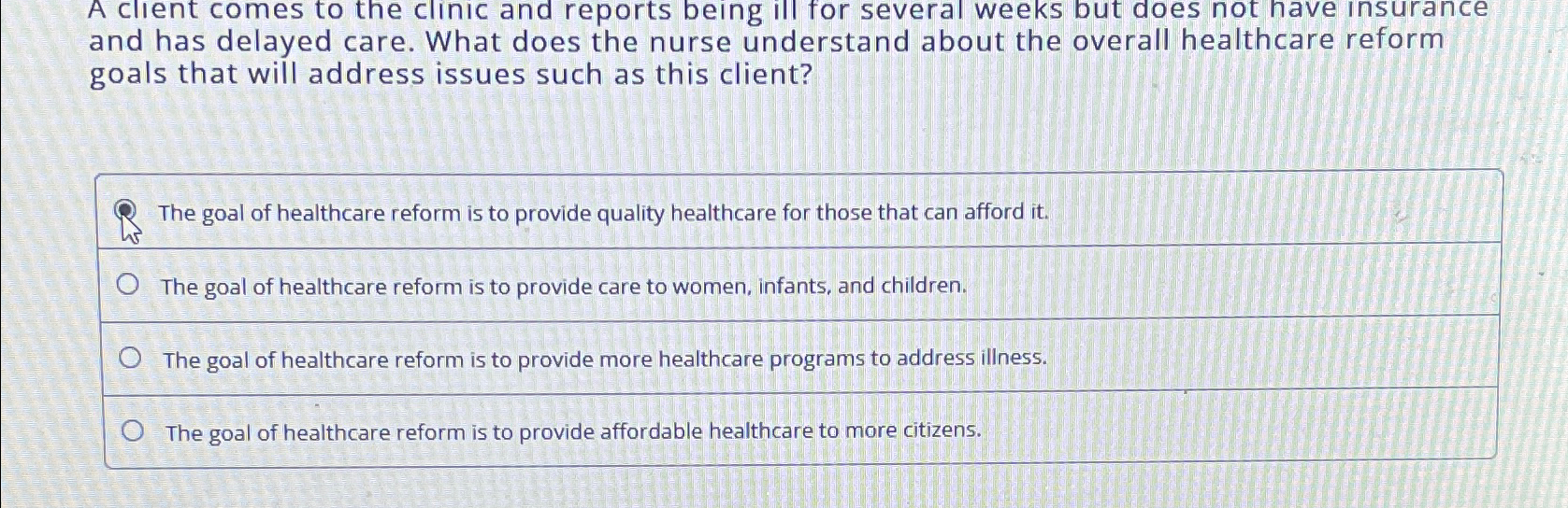 Solved A client comes to the clinic and reports being ill | Chegg.com