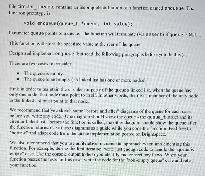 Solved File circular_queue.c contains an incomplete | Chegg.com
