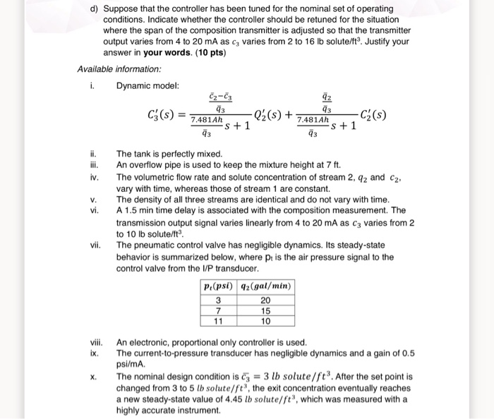 1. It is desired to control the exit concentration of | Chegg.com