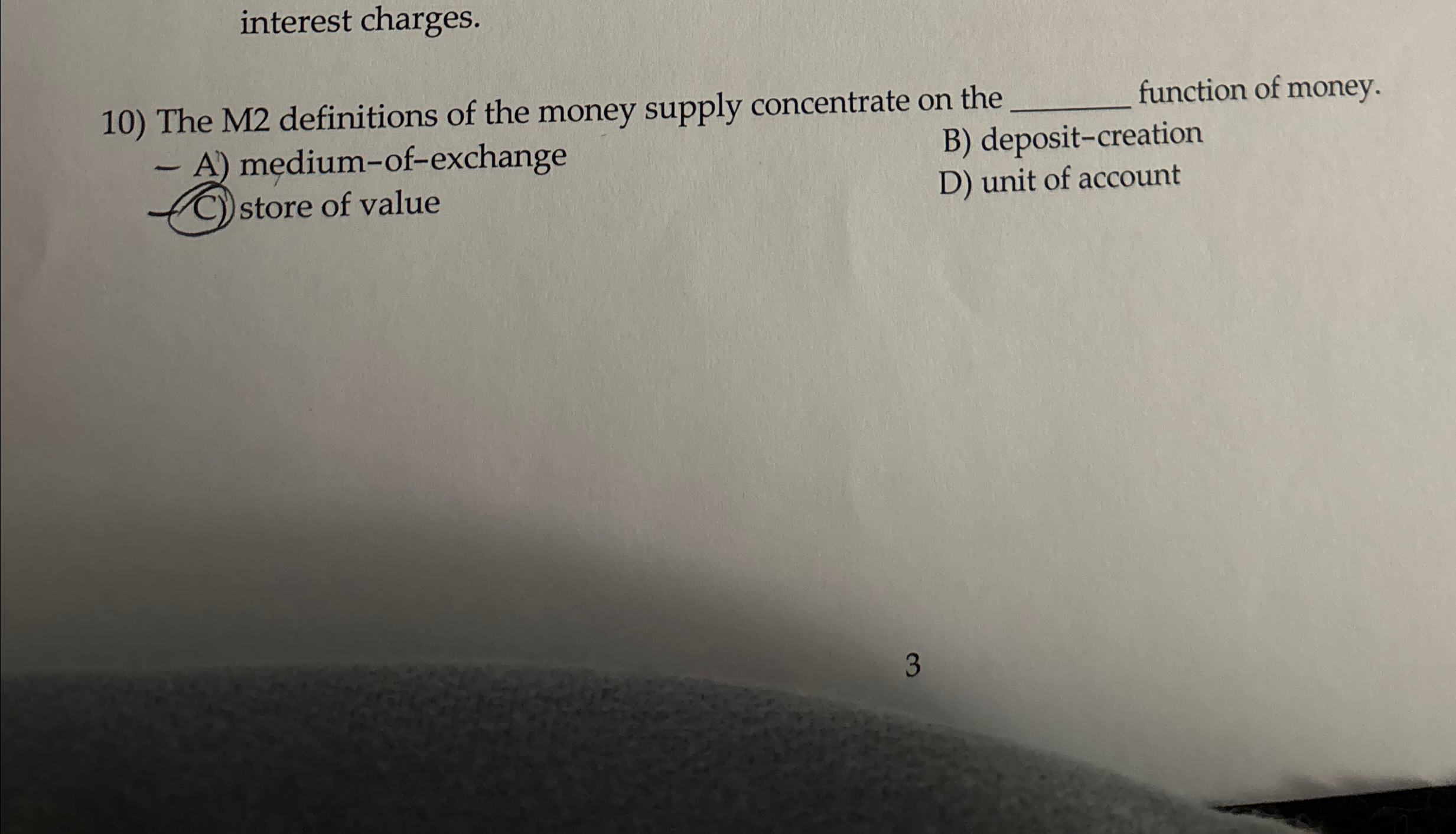 Solved interest charges.The M2 ﻿definitions of the money | Chegg.com