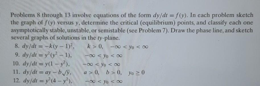 Solved Problems 8 through 13 involve equations of the form | Chegg.com