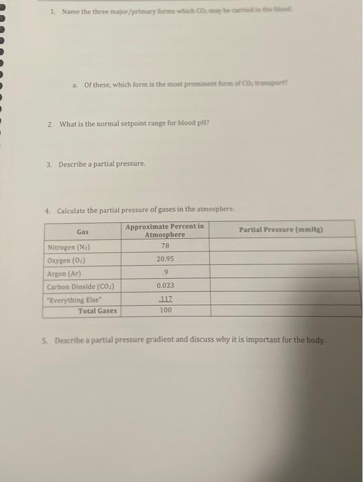 Solved 1. Name the three major/primary forms which CO₂ may | Chegg.com