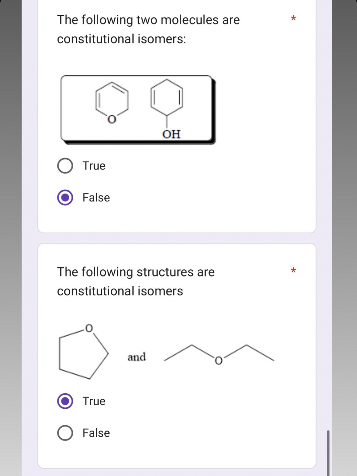 Solved The following two molecules are constitutional | Chegg.com