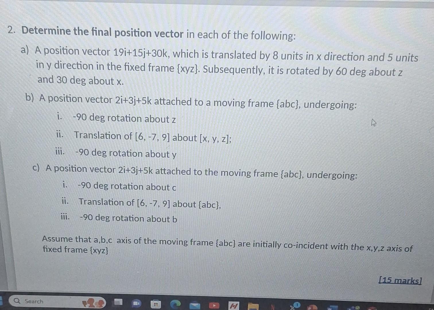 Solved Determine the final position vector in each of the | Chegg.com