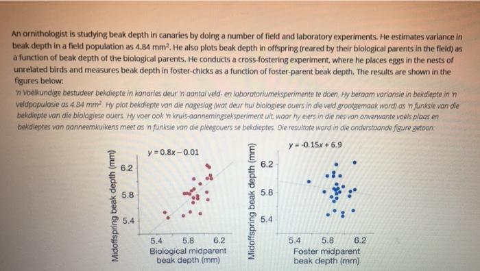Information An ornithologist is studying beak depth | Chegg.com