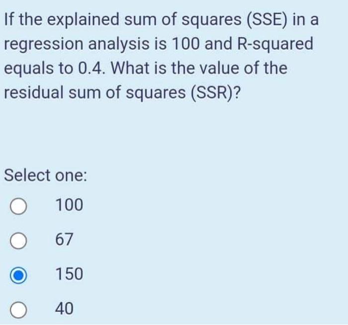 Solved Find the standard error of the regression (SER) in | Chegg.com